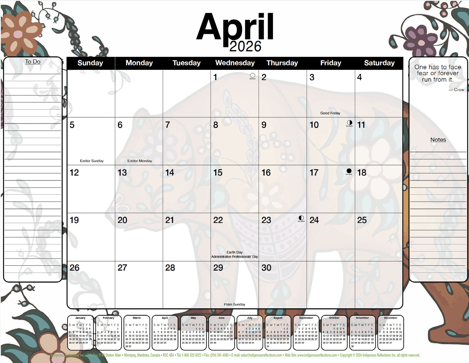 2026 12-Month Desktop Calendar